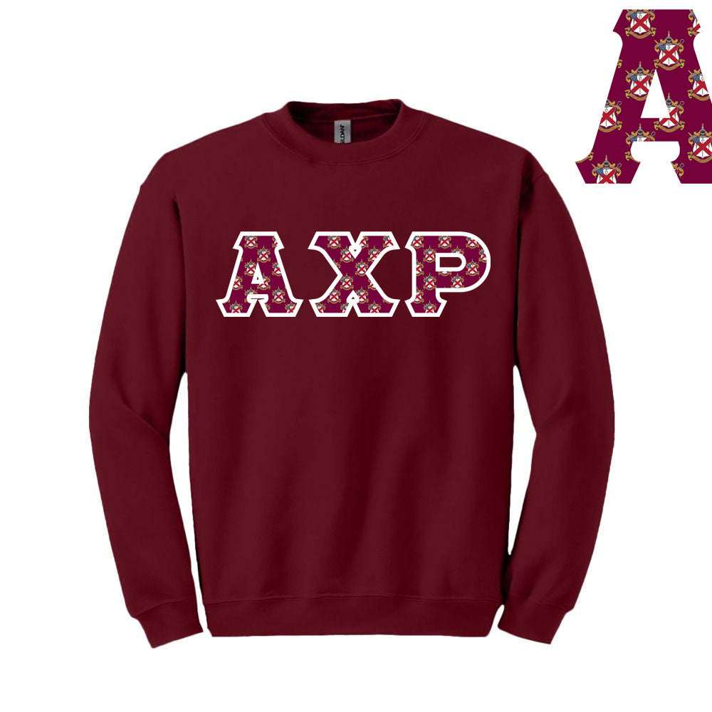 Alpha Chi Rho Fraternity Crest - Shield Twill Letter Crewneck Sweatshi ...