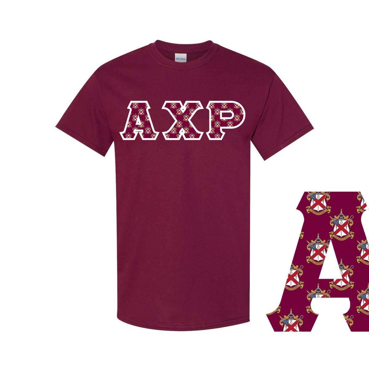 Alpha Chi Rho Fraternity Crest - Shield Twill Letter Tee — GreekU