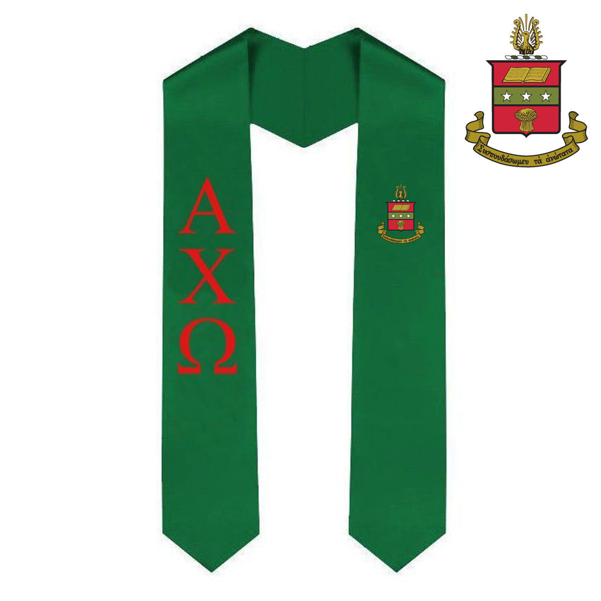 Alpha Chi Omega Greek Lettered Graduation Sash Stole With Crest — GreekU