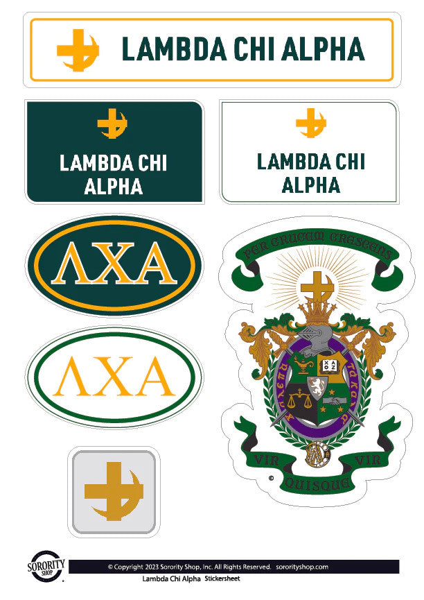 Lambda Chi Alpha Fraternity Sticker Sheet- Brand Focus — GreekU