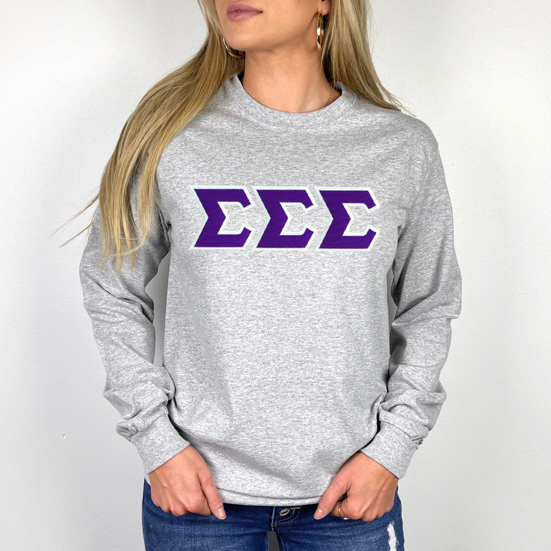 Sigma Sigma Sigma Lettered Long Sleeve Shirt — GreekU