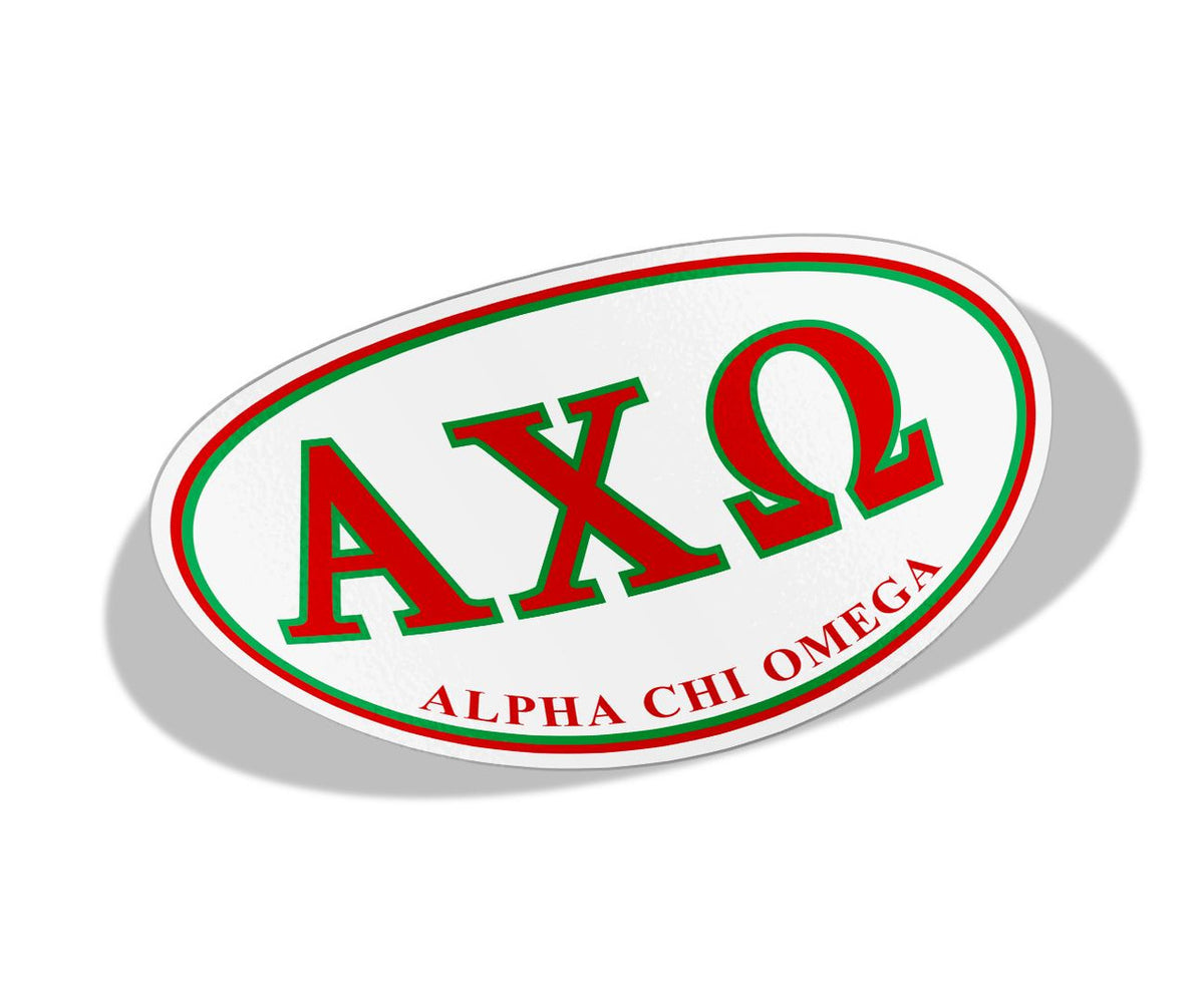 Alpha Chi Omega Greek Letter Oval Decal — GreekU