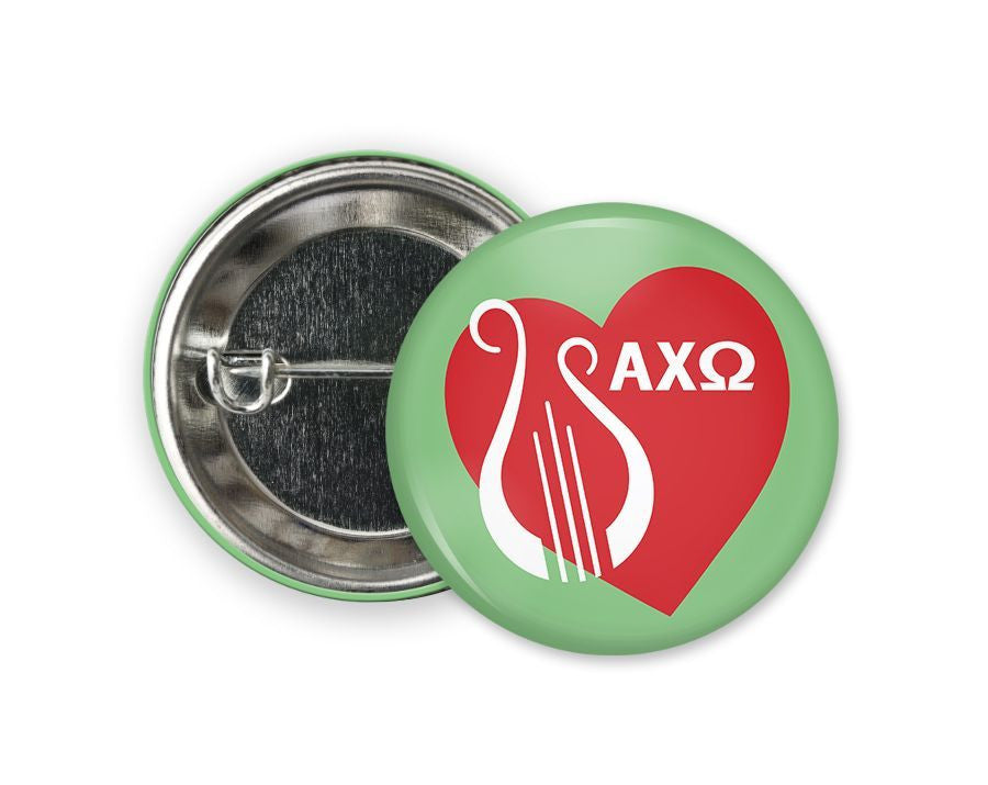 Alpha Chi Omega Heart Mascot Button — GreekU