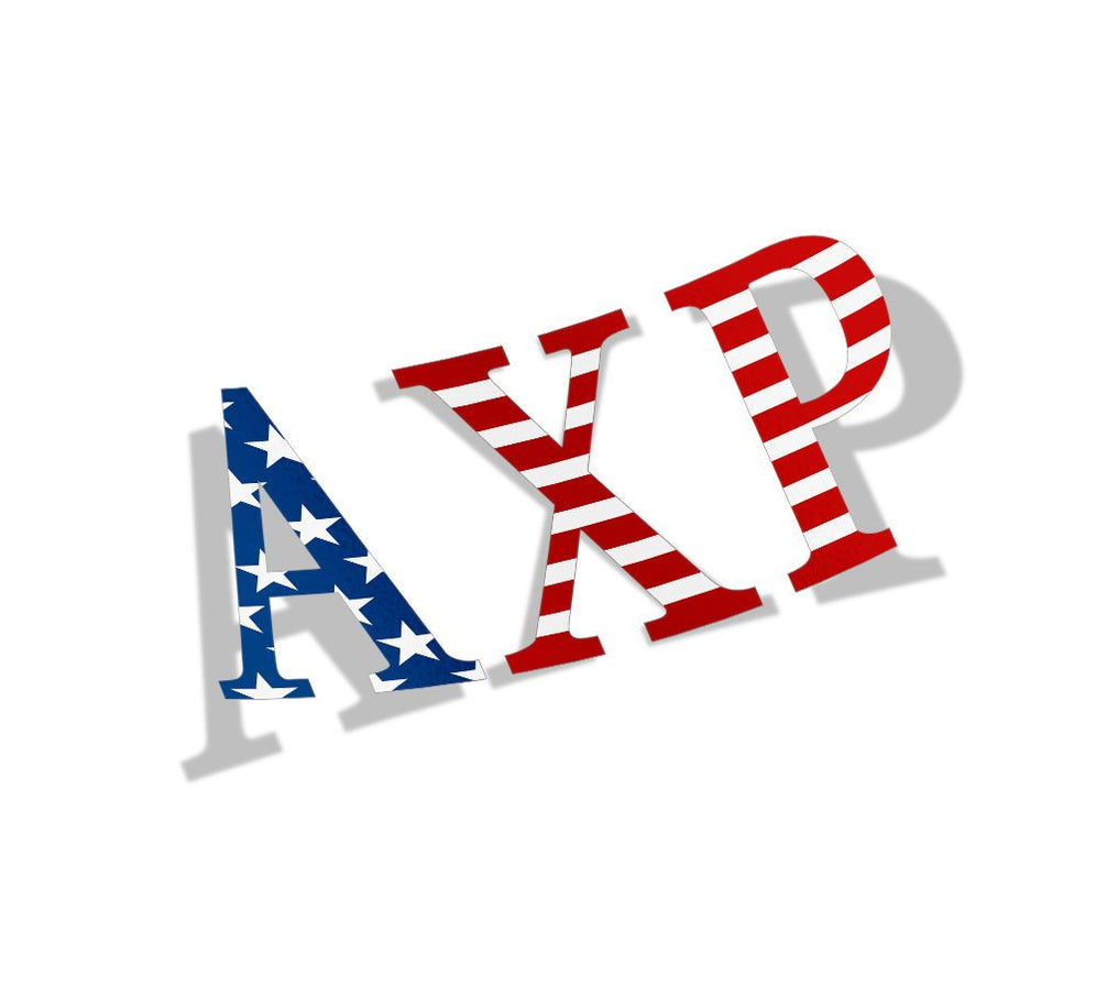 Alpha Chi Rho American Flag Greek Letter Sticker - 2.5" Tall — GreekU
