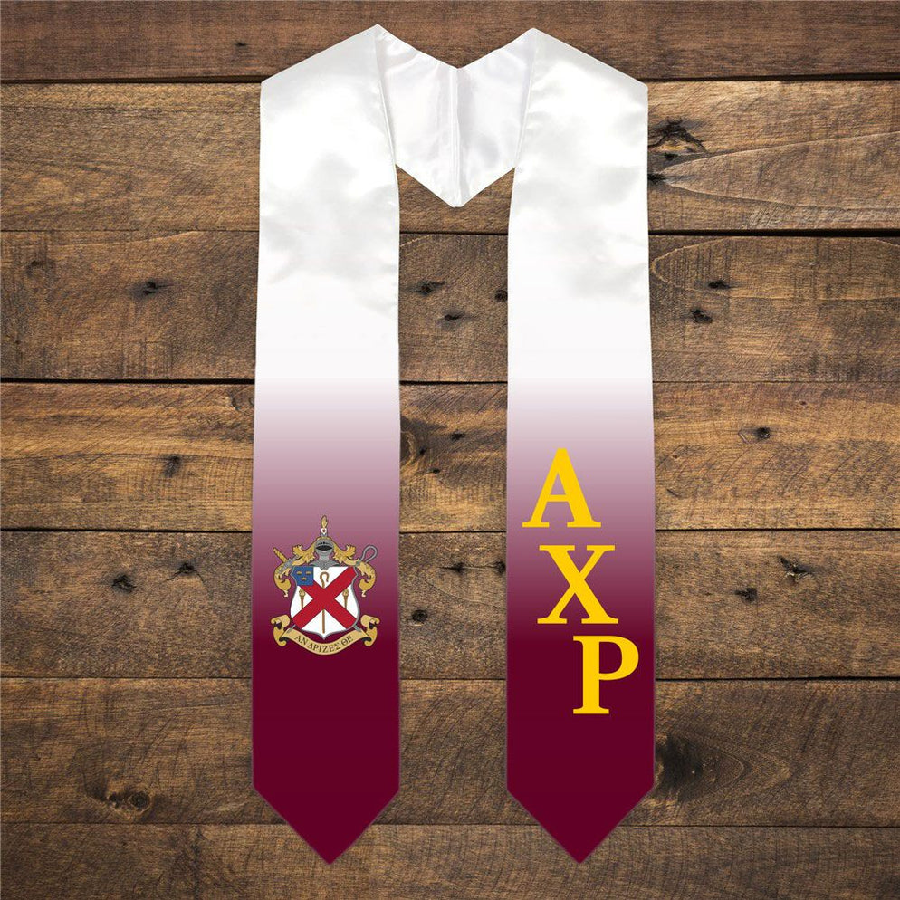 Alpha Chi Rho Graduation Sash with Crest & Diagonal Letters — GreekU