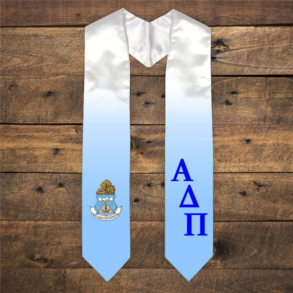 Alpha Delta Pi Graduation Sash with Crest & Diagonal Letters — GreekU