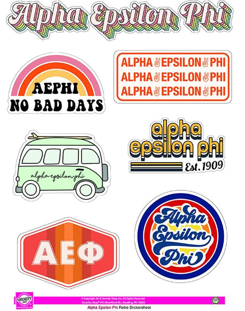 Alpha Epsilon Phi Retro Sticker Sheet — GreekU