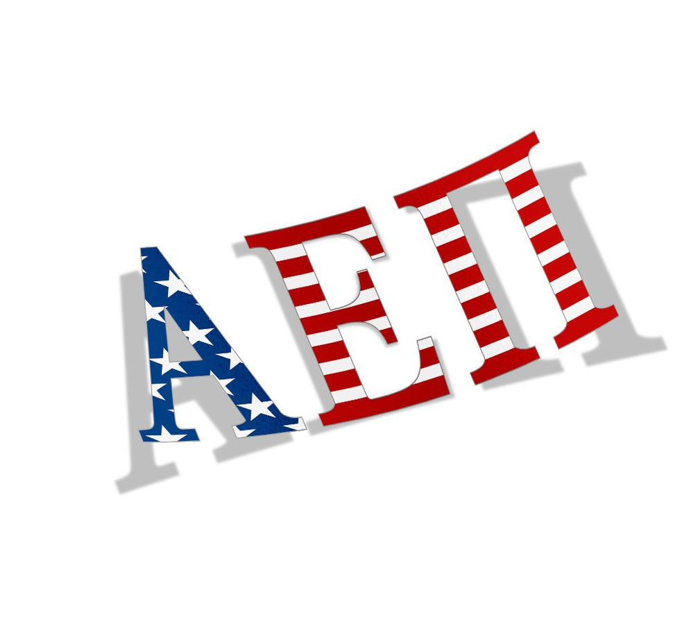 Alpha Epsilon Pi American Flag Greek Letter Sticker - 2.5" Tall — GreekU