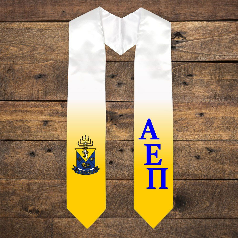 Alpha Epsilon Pi Graduation Sash with Crest & Diagonal Letters — GreekU