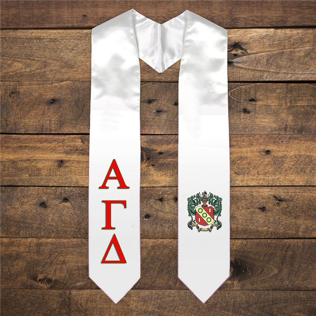 Alpha Gamma Delta Simple Graduation Sash with Letters & Crest — GreekU