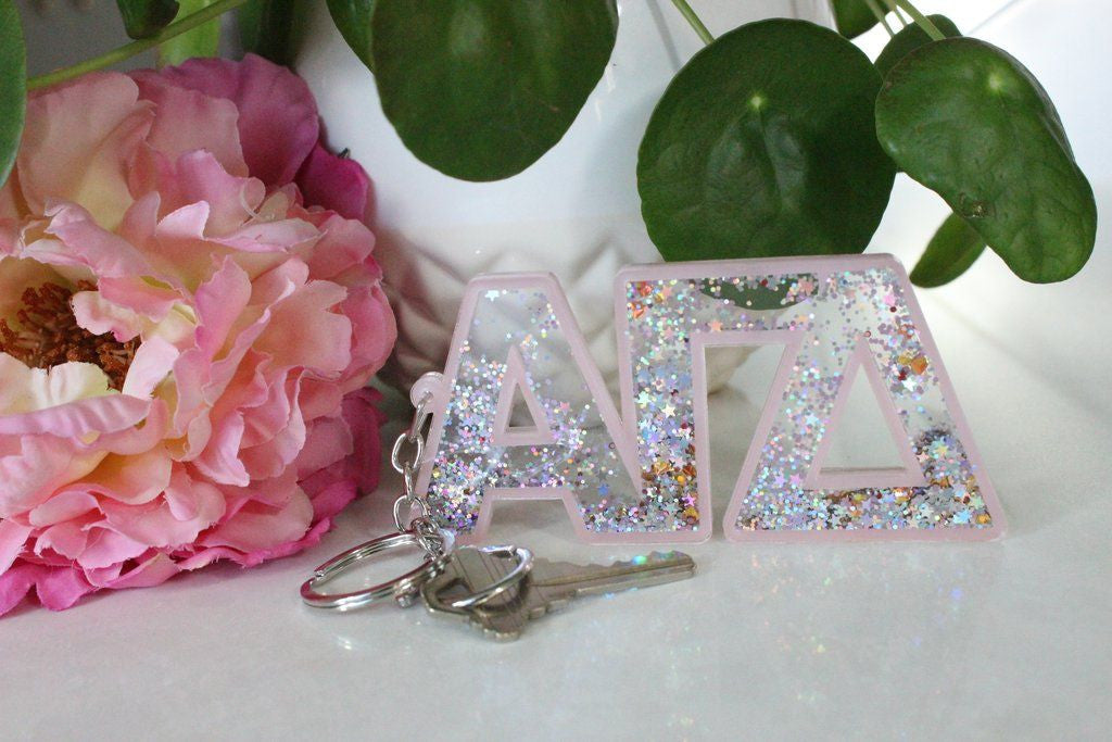 Alpha Gamma Delta Glitter Keychain — GreekU