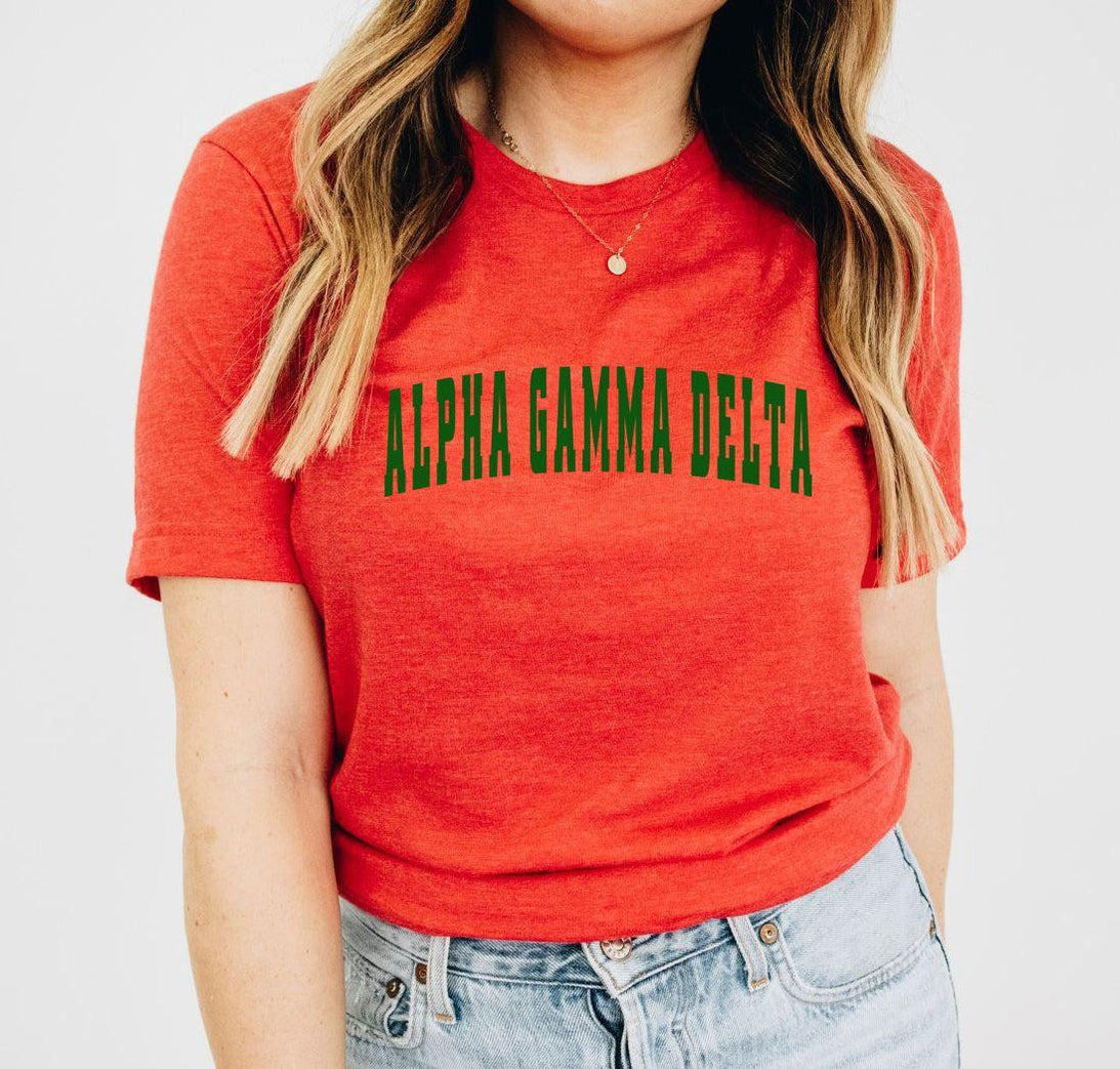 Alpha Gamma Delta Letterman T-Shirt — GreekU