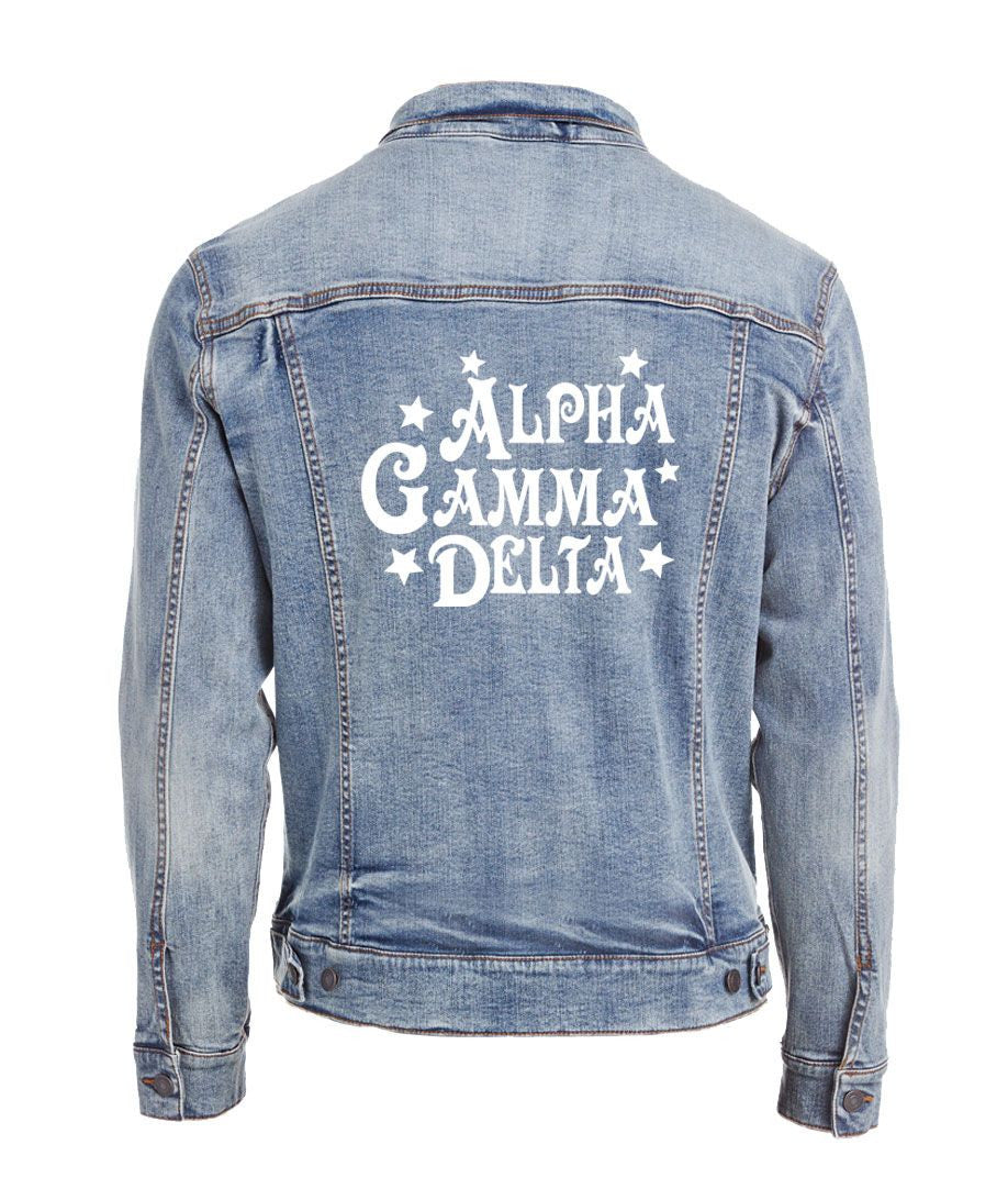 Alpha Gamma Delta Star Struck Denim Jacket — GreekU