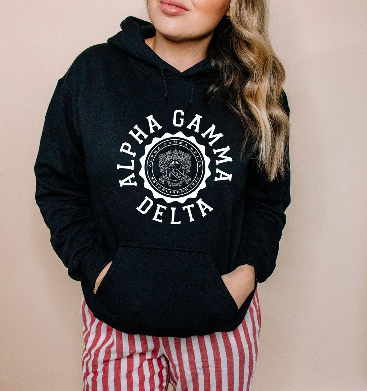 Alpha Gamma Delta Alpha Gamma Delta Unisex College Seal Hoodie — GreekU