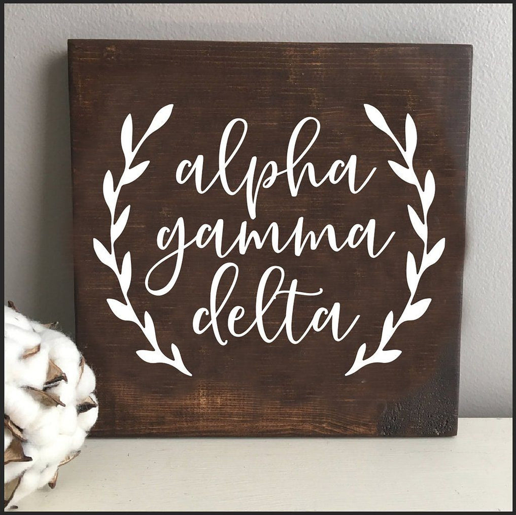 Alpha Gamma Delta Wooden Wall Art — GreekU