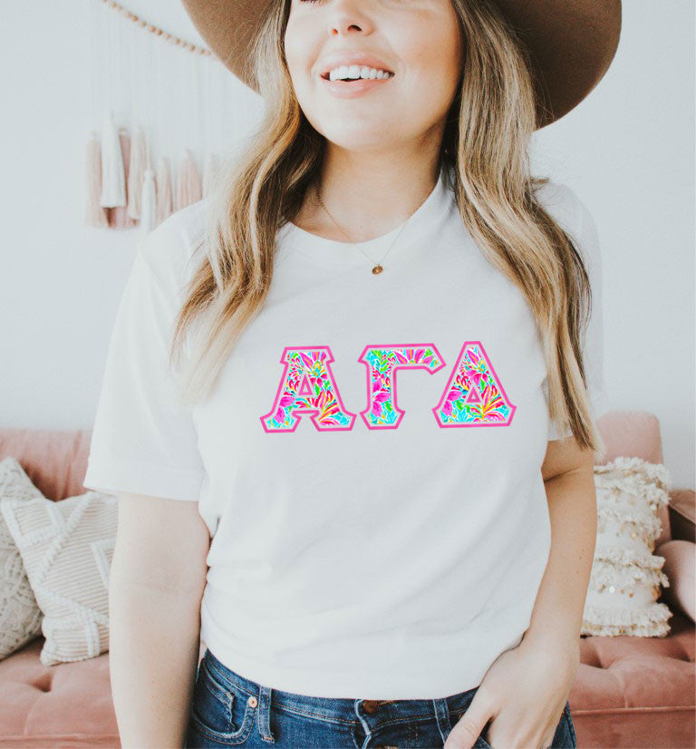 Alpha Gamma Delta Alpha Gamma Delta Floral Letter Tees — GreekU