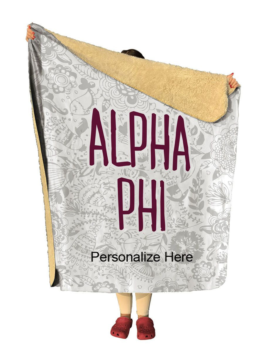 Alpha Phi Floral Sherpa Lap Blanket — GreekU