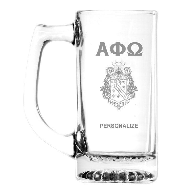 Alpha Phi Omega Glass Engraved Mug — GreekU