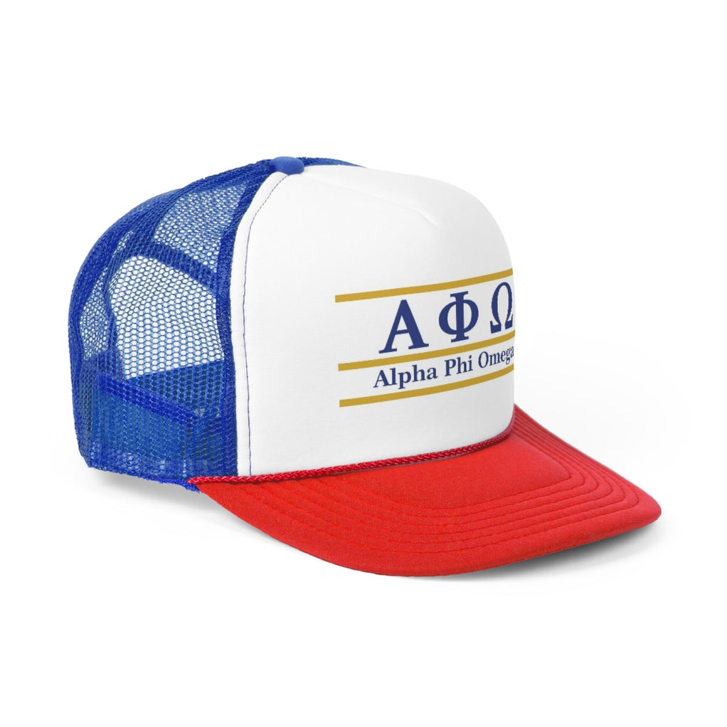 Alpha Phi Omega Lines Trucker Caps — GreekU