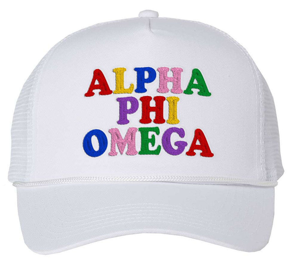 Alpha Phi Omega Alpha Phi Omega Rainbow Trucker Hat — GreekU