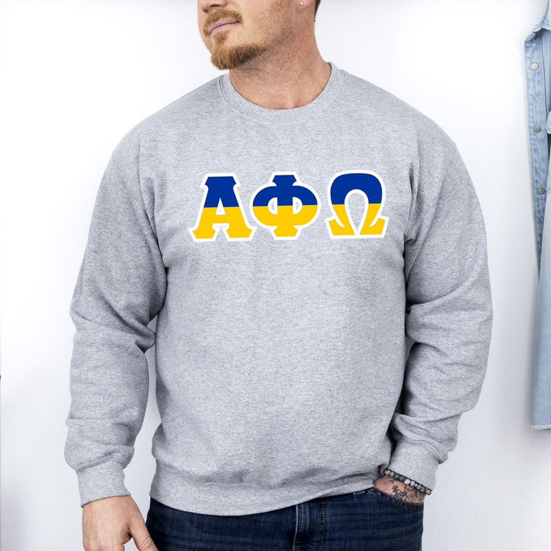 Alpha Phi Omega Two Toned Greek Lettered Crewneck Sweatshirts — GreekU