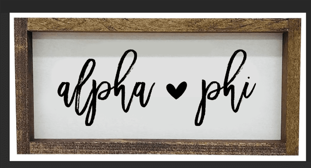 Alpha Phi Script Wooden Signs — GreekU