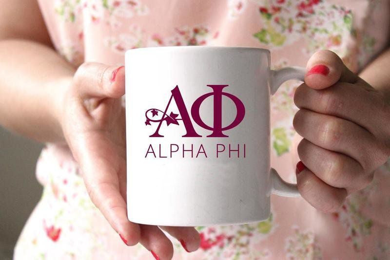 Alpha Phi White Mascot Coffee Mug - Personalized! — GreekU