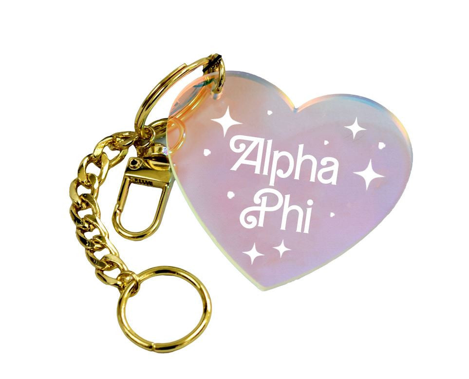 Alpha Phi Iridescent Heart Keychain — GreekU