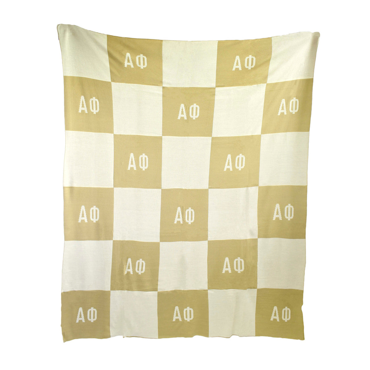 Alpha Phi Acrylic Checkerboard Beige Throw Blankets — GreekU