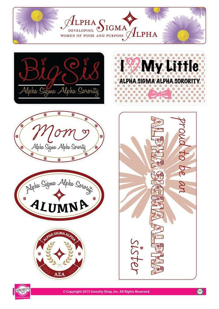 Alpha Sigma Alpha Alpha Sigma Alpha Family Sticker Sheet — GreekU