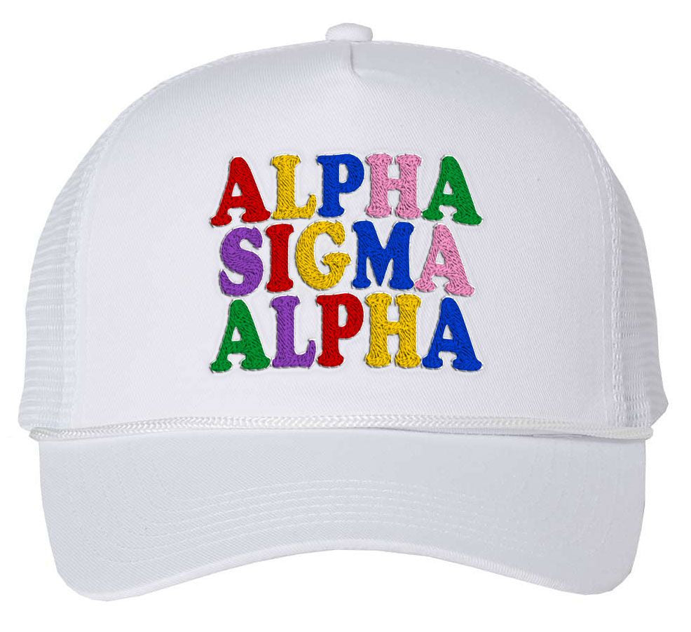 Alpha Sigma Alpha Rainbow Trucker Hat — GreekU