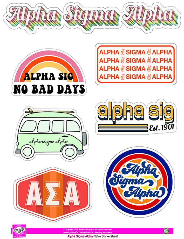 Alpha Sigma Alpha Alpha Sigma Alpha Retro Sticker Sheet — GreekU