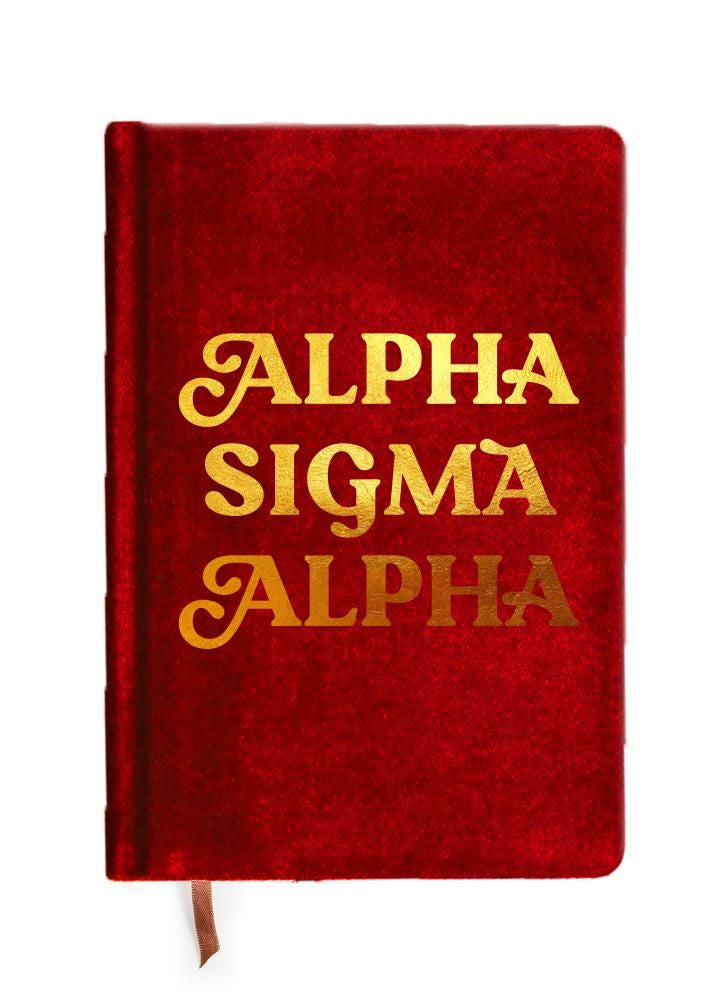 Alpha Sigma Alpha Velvet Notebook — GreekU