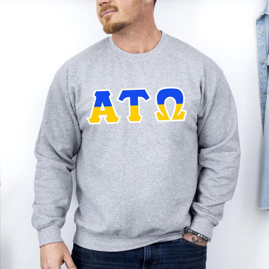 Alpha Tau Omega Alpha Tau Omega Two Toned Greek Lettered Crewneck ...