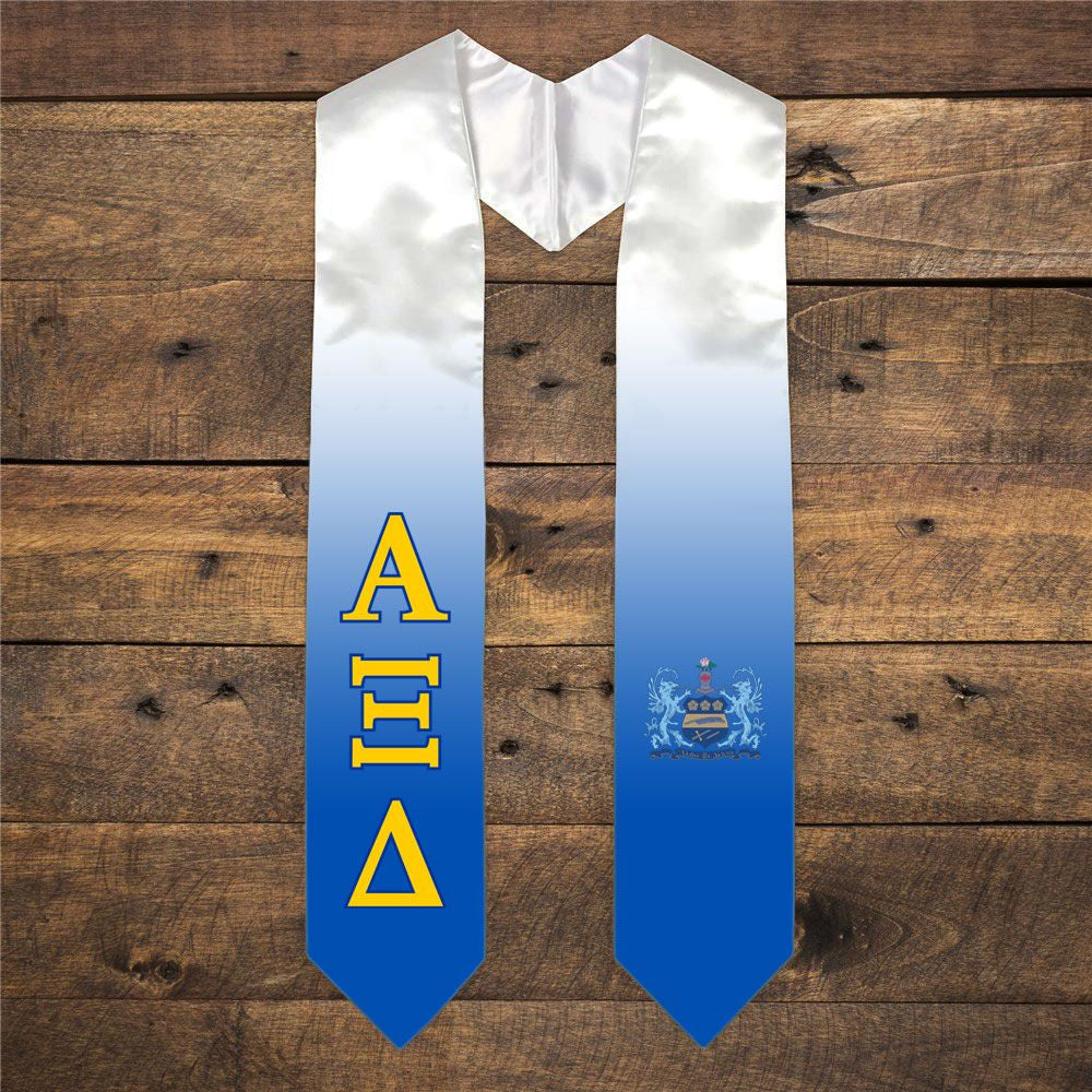 Alpha Xi Delta Extra Fancy Simple Greek Graduation Stole W Crest — GreekU
