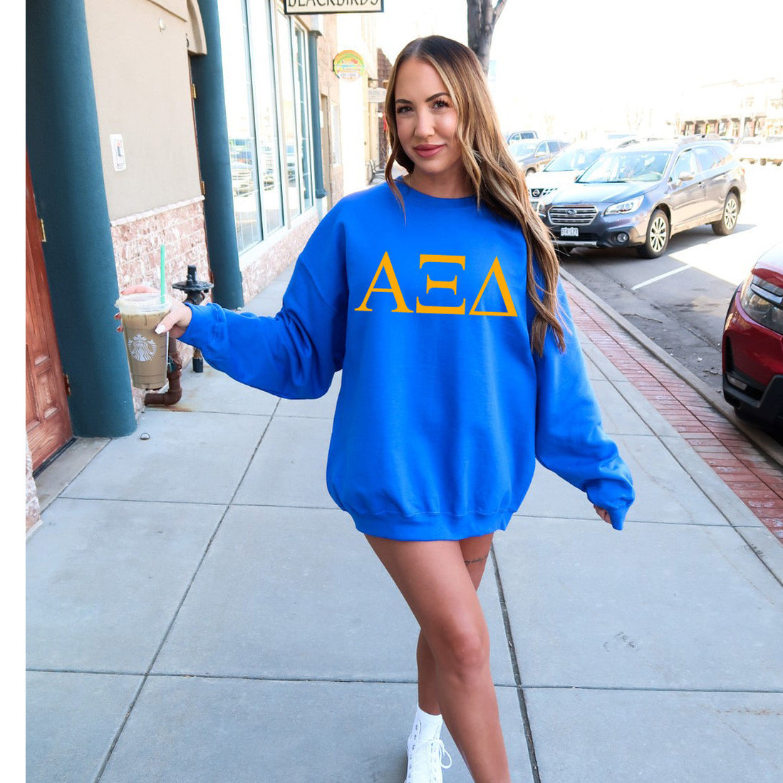 Alpha Xi Delta Lettered World Famous Greek Crewneck — GreekU