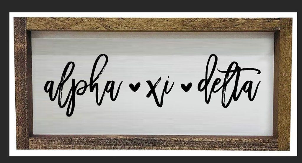 Alpha Xi Delta Script Wooden Signs — GreekU