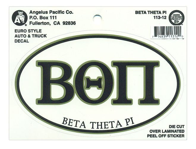 Beta Theta Pi Euro Decal Oval Sticker — GreekU