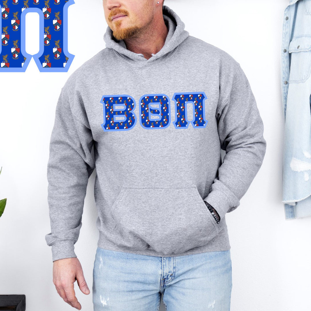 Beta Theta Pi Fraternity Crest - Shield Twill Letter Hooded Sweatshirt ...