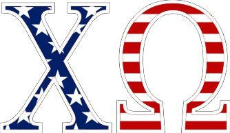 Chi Omega American Flag Greek Letter Sticker - 2.5" Tall — GreekU