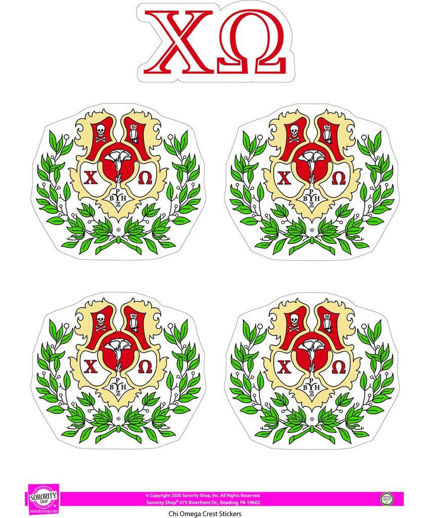 Chi Omega Chi Omega Crest Sticker Sheet — GreekU