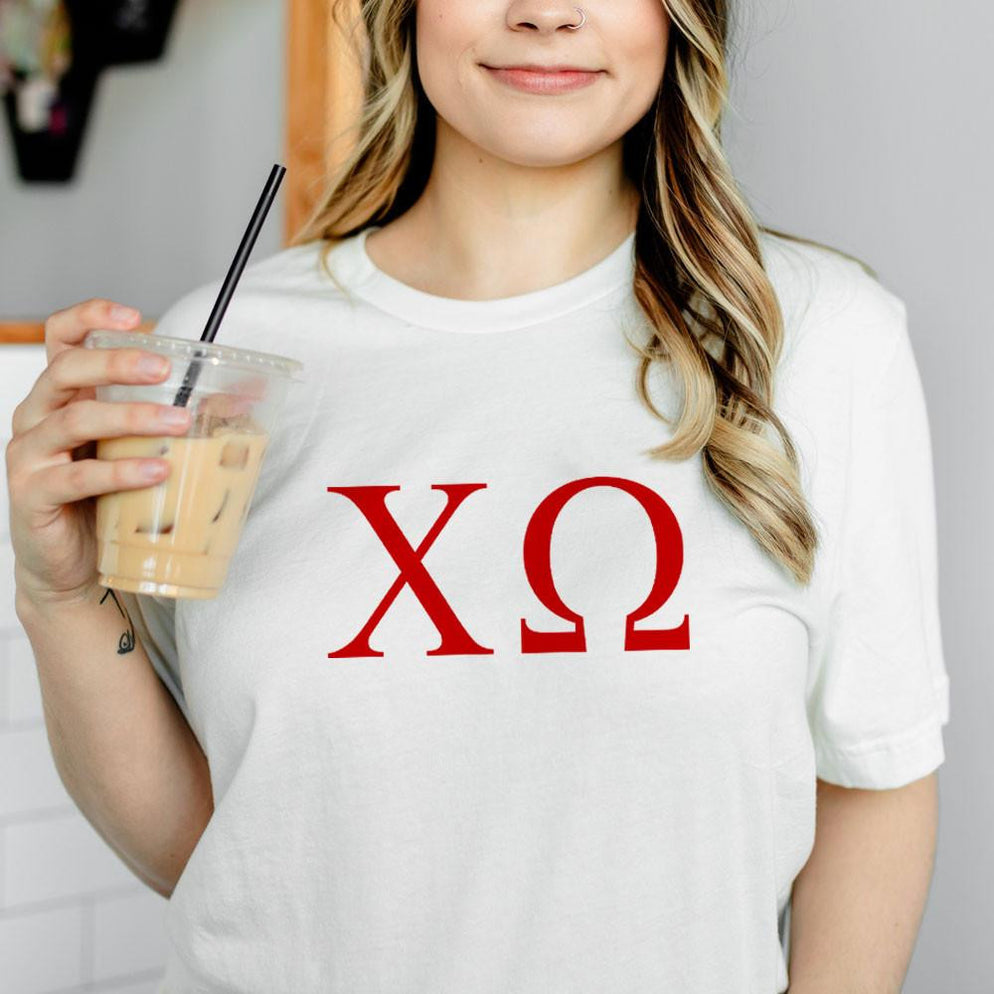 Chi Omega Lettered Tees - $24.95! — GreekU