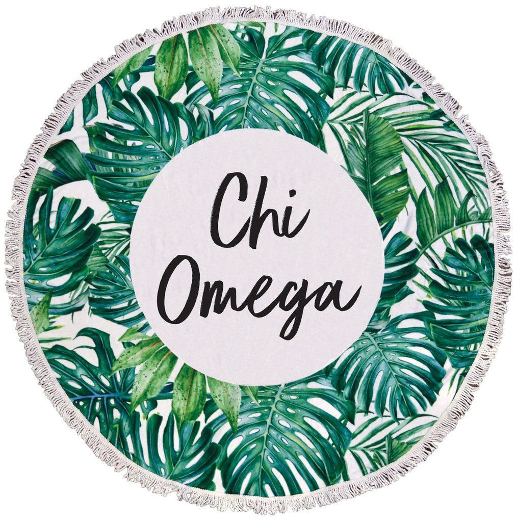Chi Omega Chi Omega Palm Leaf Fringe Towel Blanket — GreekU