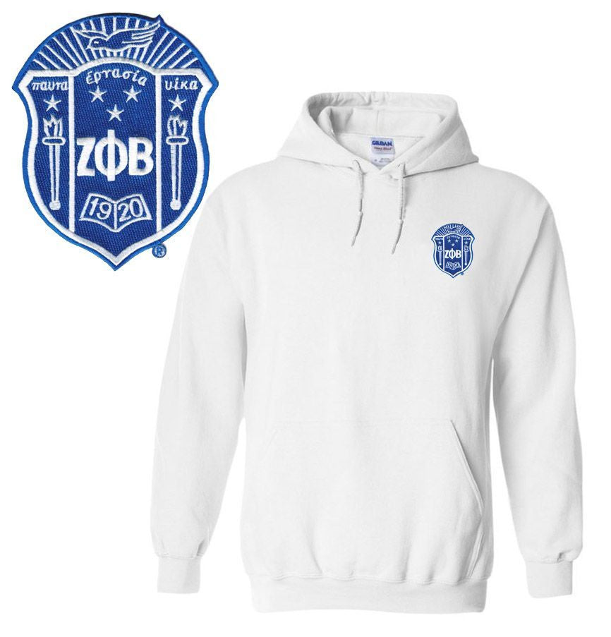Zeta Phi Beta Crest Emblem Hooded Sweatshirt — GreekU