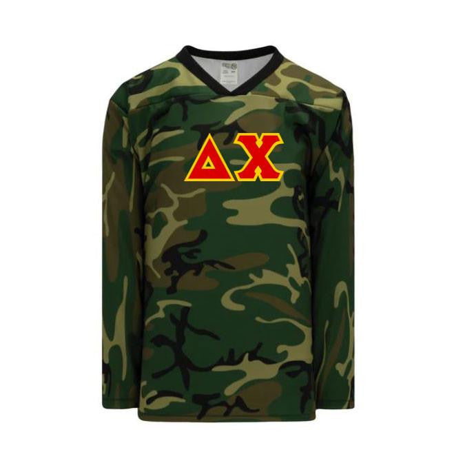 Delta Chi Camouflage Lettered Hockey Jersey — GreekU