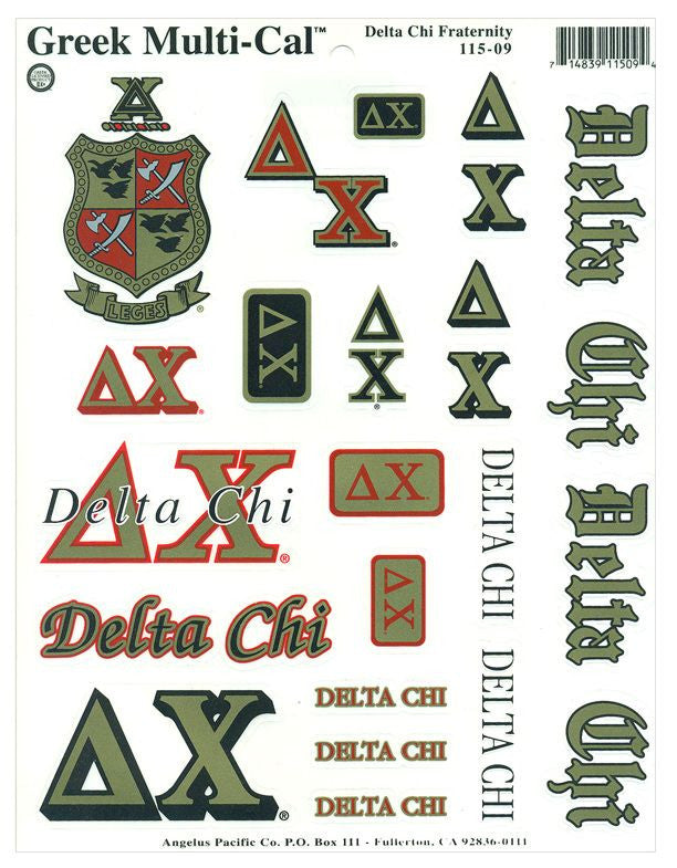 Delta Chi Multi Greek Decal Sticker Sheet — GreekU