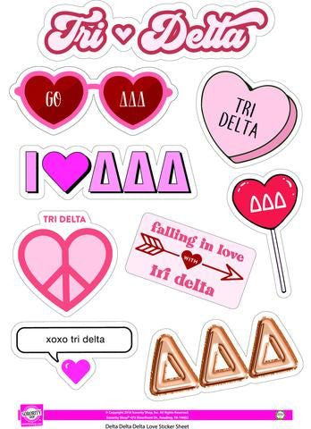 Delta Delta Delta Love Theme Stickers — GreekU