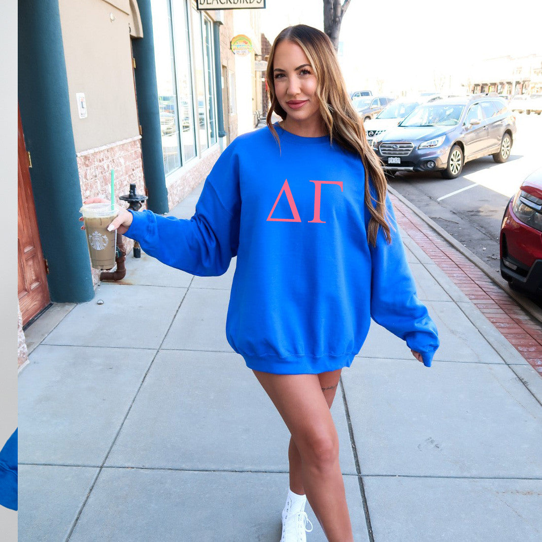 Delta Gamma Lettered World Famous Greek Crewneck — GreekU