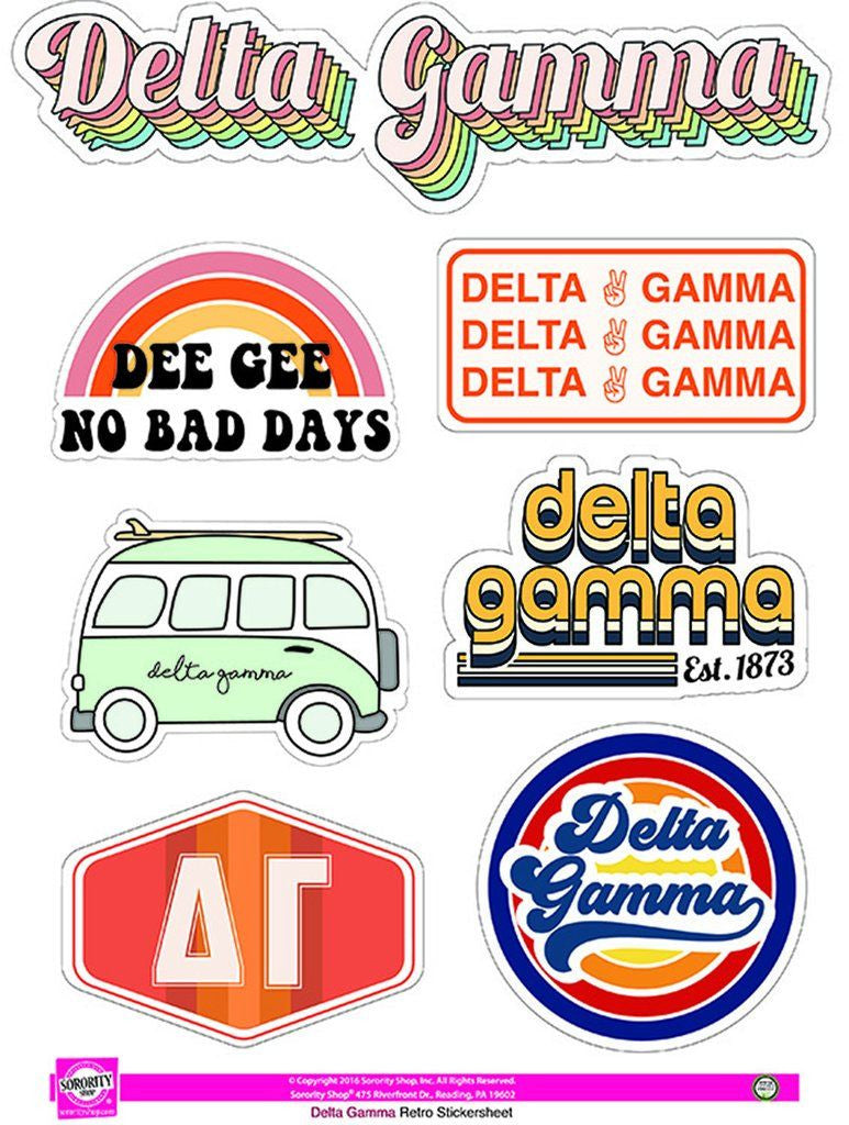 Delta Gamma Retro Sticker Sheet — GreekU