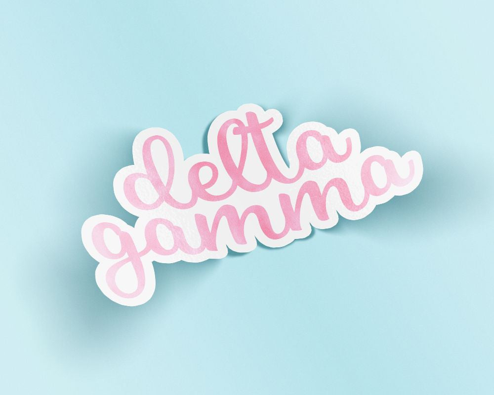 Delta Gamma Watercolor Script Sticker — GreekU